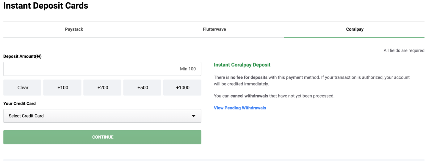 Deposit Tutorial – CoralPay Card Gateway – Bet9ja Help Site